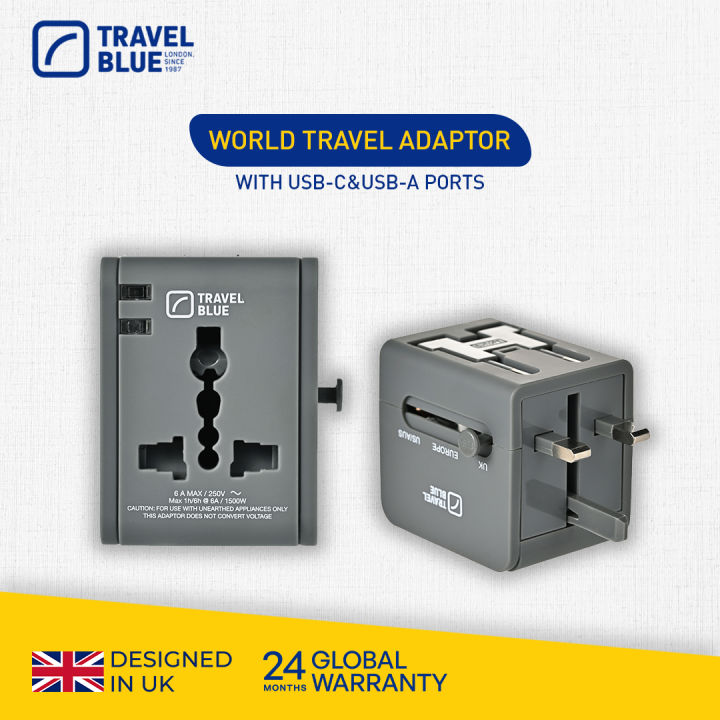 Travel Blue World Travel Adaptor (USB-C & USB-A Ports) - TB255 | Lazada PH