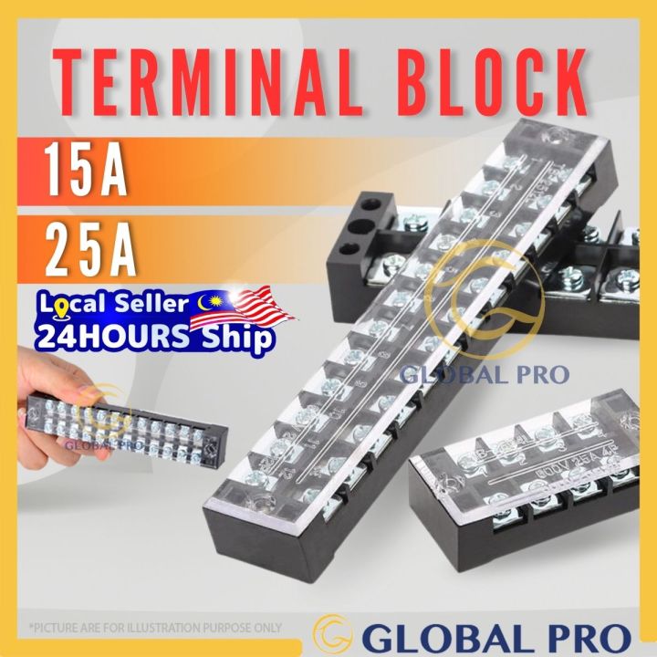 15a 25a Terminal Block Wire Connector Tb Dual Row Bus Bar Wire Amp Mount Screw Terminal Block