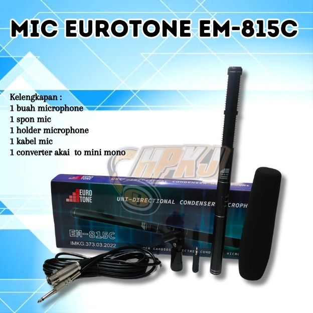 MICROPHONE CONDENSOR EUROTONE EM-815C mic mikrofon kondensor euro tone ...