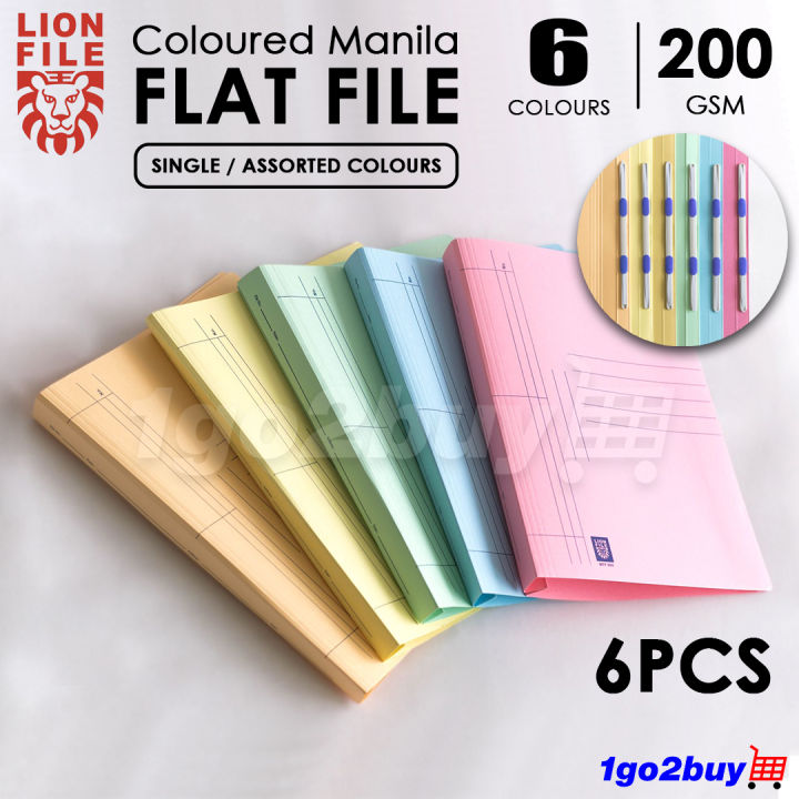 Lion File Flat File Assorted Colours Manila Files 200gsm Light with ...