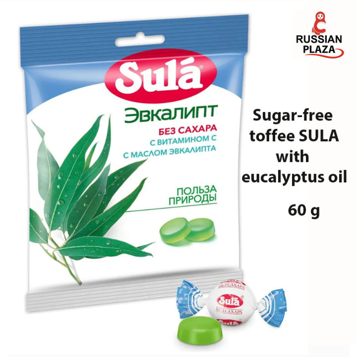 Леденцы без сахара Sula Эвкалипт, 60 г / Sugar-free toffee Sula ...