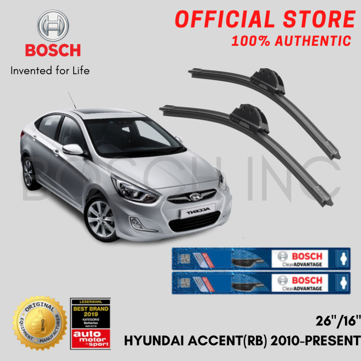 Bosch CLEAR ADVANTAGE Wiper Blade Set for HYUNDAI ACCENT (RB) 2010-PRESENT (26 /16 ) | Lazada PH