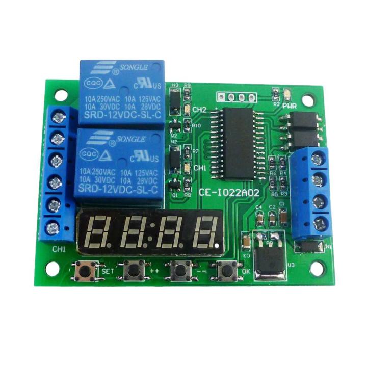 IO22A02 2 Channel DC 12V Multi-Function Time Delay Relay Module Adjustable Timer Digital Display ...
