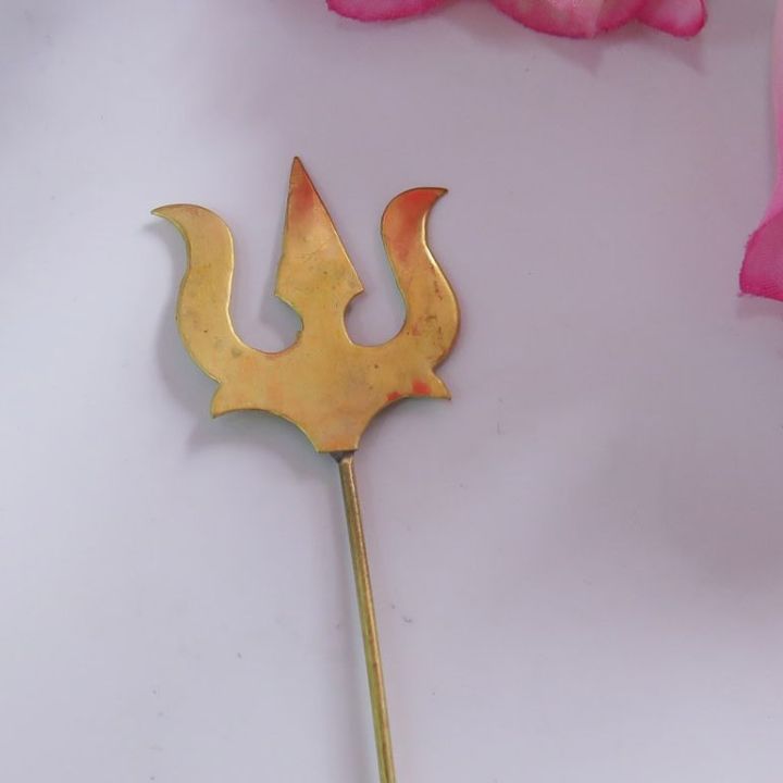 Pure Brass Trisoolam | Trishul | Tri Skakti for Protection - 3 Sizes ...