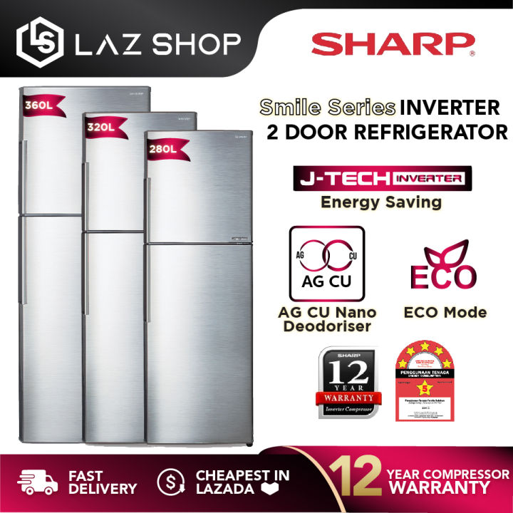 Sharp Smile 320L J-Tech Inverter 2 Door Refrigerator SJ326MSS | Non ...