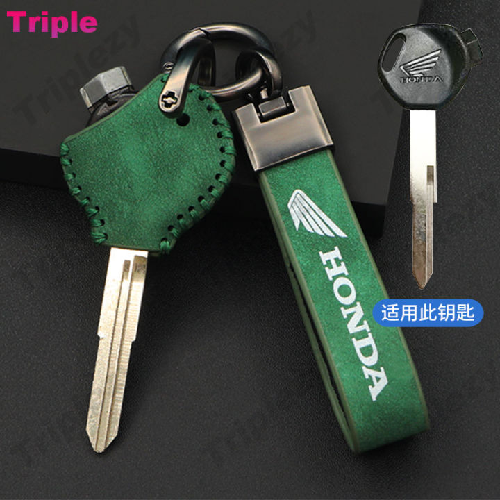 Automatic Scootor Motorcycle Key Protective Cover Genuine Retro Leather Case KeyChain For Honda ...