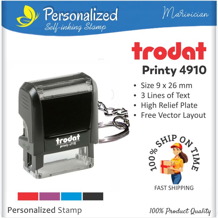 Trodat 4910 Personalized Stamp 9x26 mm Self-inking Custom Rubber with ...