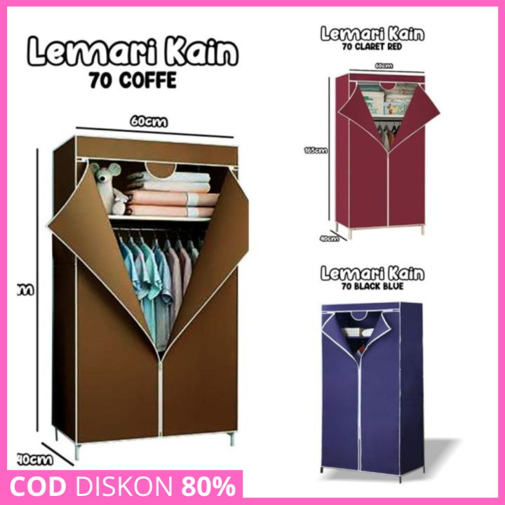 Lemari Pakaian Rak Baju Lemari Kain Lemari Susun Rak Besi Single ...