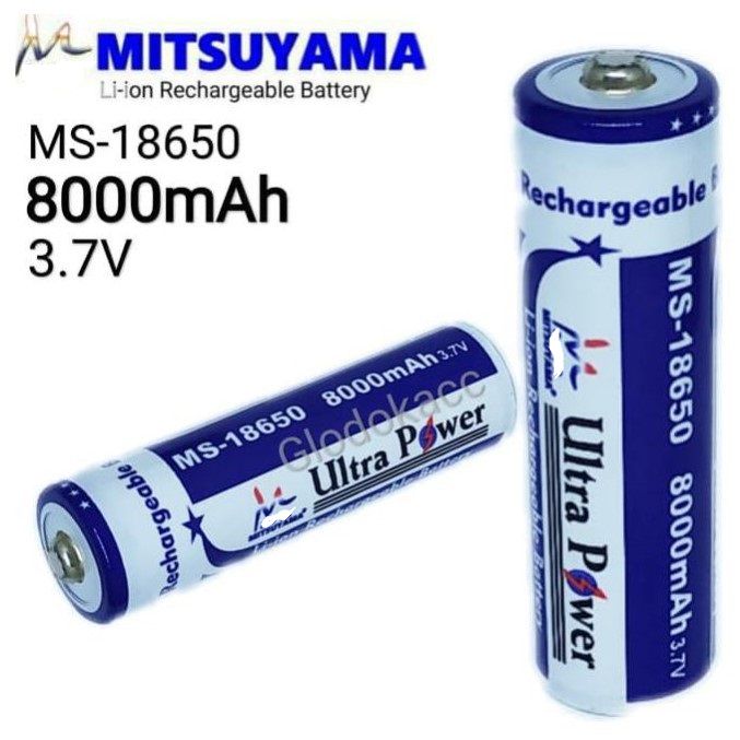 BATERAI CAS 18650 Ultra Power 8000mAh Mitsuyama MS-18650 Rechargeable ...