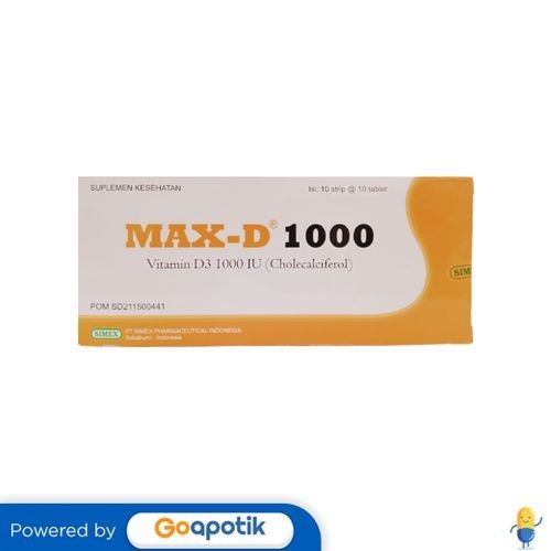 Max-D Vitamin D3 1000 Iu Box 100 Tablet | Lazada Indonesia