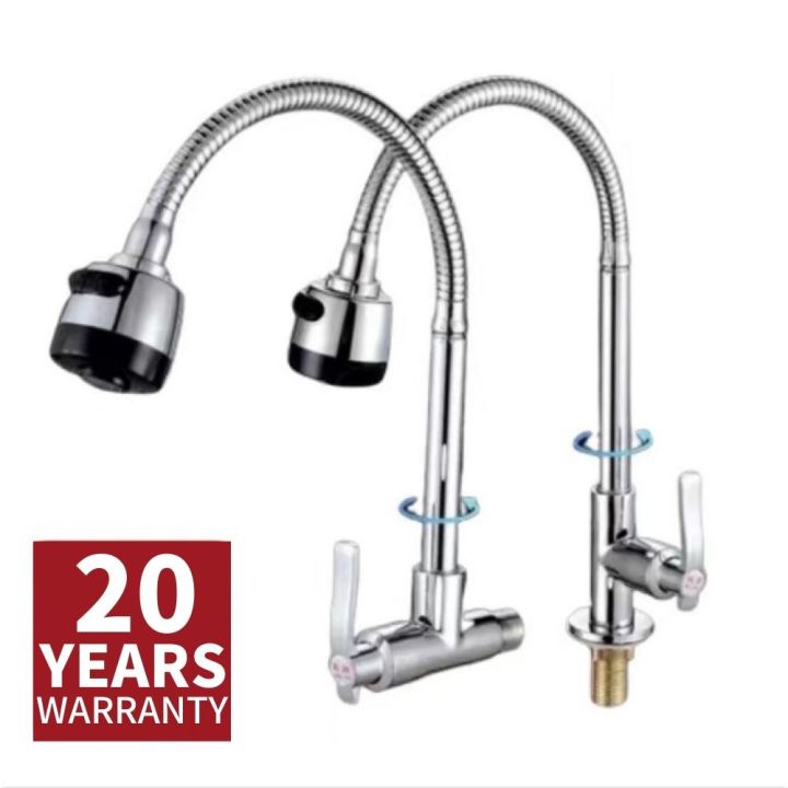 Kitchen Faucet 304 Stainless 360°Rotate Flexible Cold Tap Wall Mounted ...