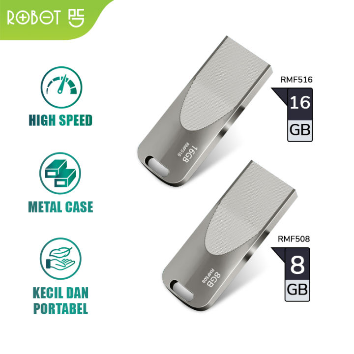 ROBOT USB Flashdisk 8 GB / USB 16 GB All Metal High Speed Kecil dan ...