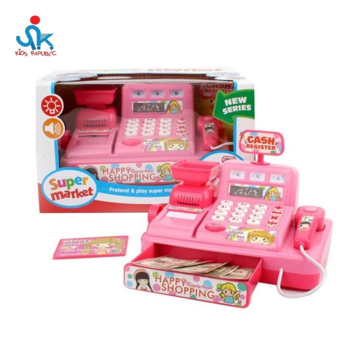 Electronic Pretend Supermarket Cash Register Toy Shop Pretend Play Food ...