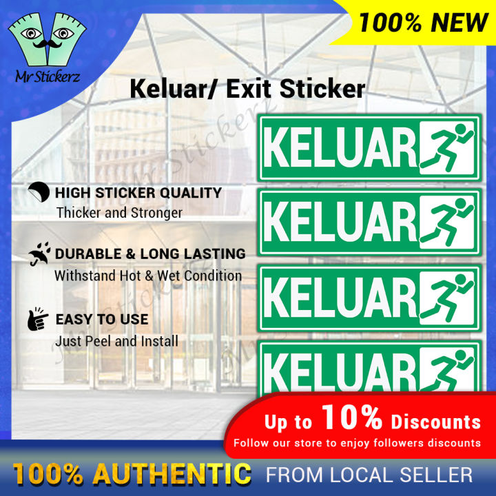 Exit Sticker/ Keluar Sign Sticker High Sticker Quality Long Lasting ...