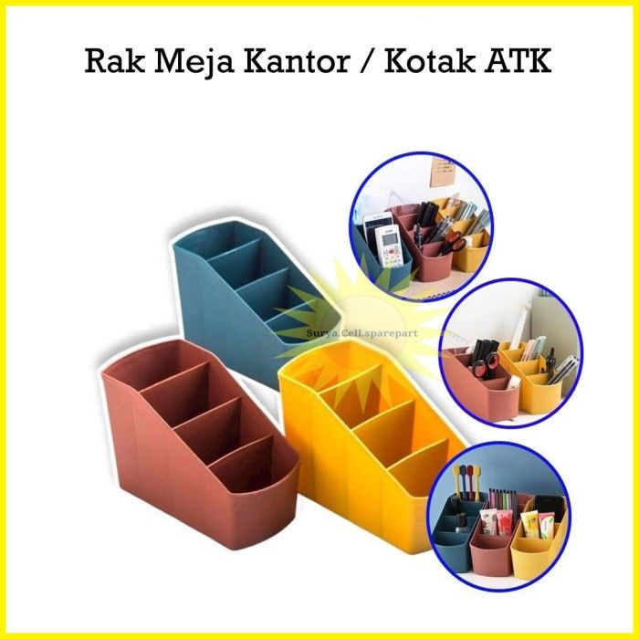 Kotak Penyimpanan Alat Tulis Pena Pensil - Rak Atk Meja Kantor 4 Sekat ...