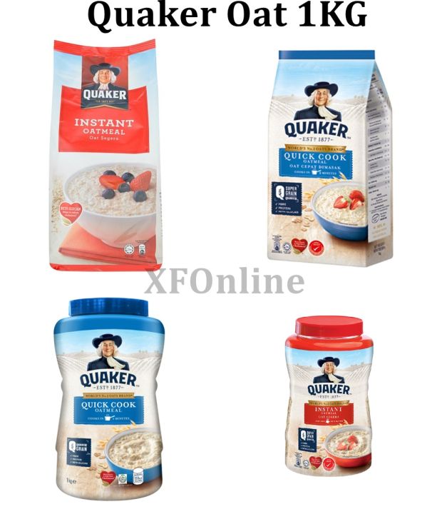Quaker Oat Instant/ Quick Cook Oatmeal 1kg (Oat Segera) - Foil/ Jar ...