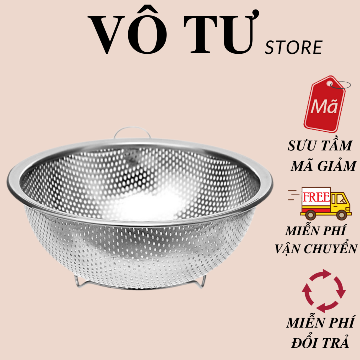 RỔ INOX 28.5CM ĐỰNG RAU CỦ CÓ ĐẾ RÁO NƯỚC CAO CẤP | Lazada.vn