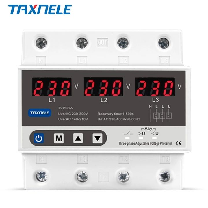 Three Phase Adjustable Over and Under Voltage Protector 3 Phase 63A ...