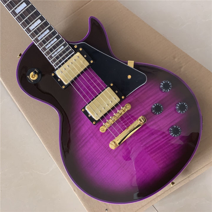 Custom Gibson Les Paul Purple Flame Maple Top Gold Humbucker Pickups 22 ...