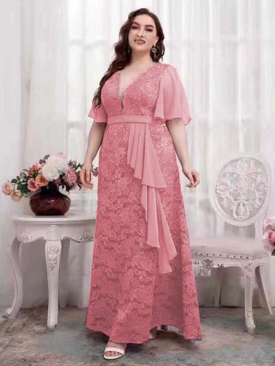 Plus Size Lace Maxi Dress #929 | Lazada PH