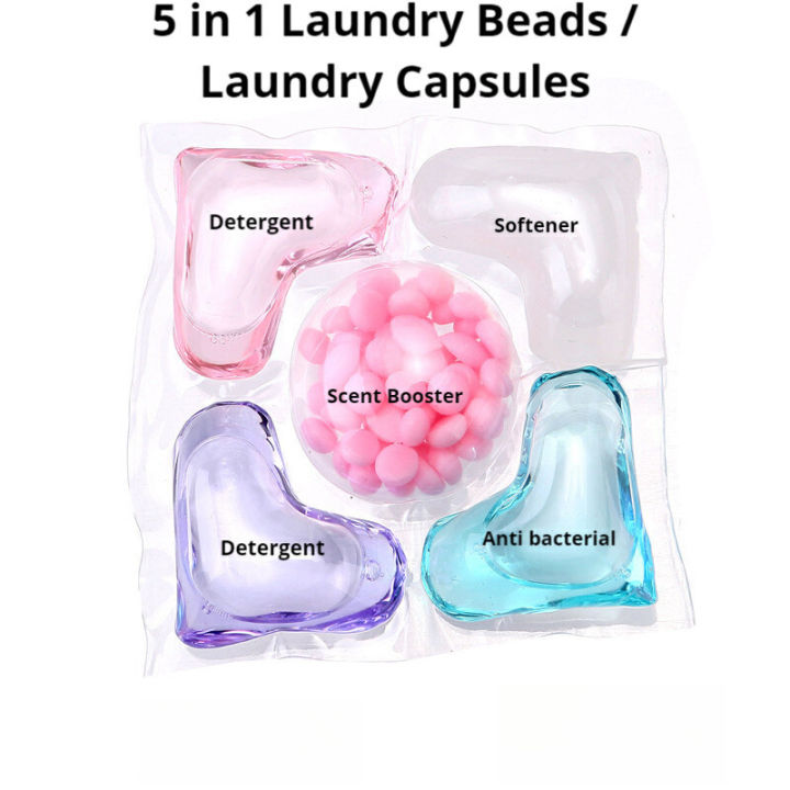 40/80pc 5 in 1 Laundry Beads Capsules Lasting Fragrance Fresh Laundry Scent Deep Cleaning Remove ...