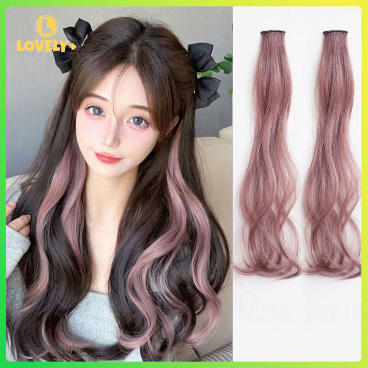 Synthetic Clip Curly Hair Extension Invisible Pink Wig Patch for Kids ...