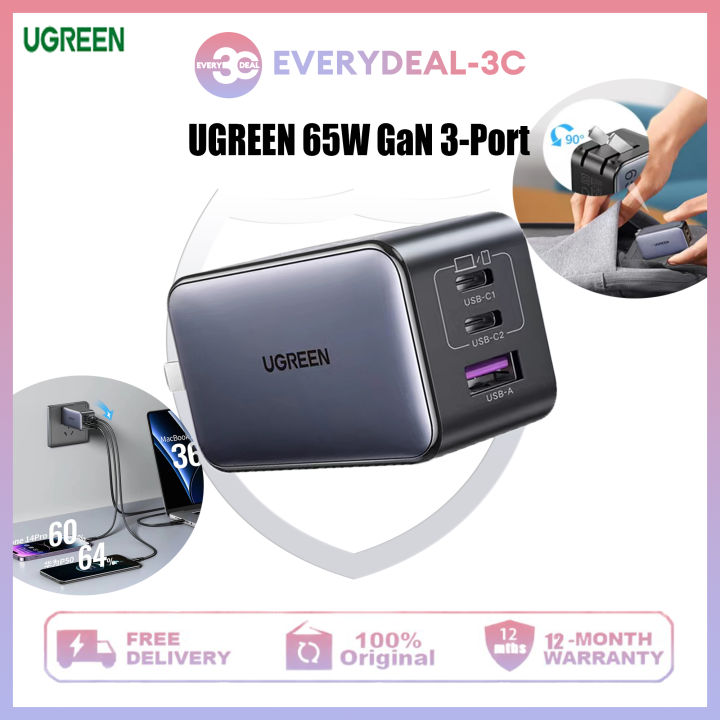 UGREEN 65W GaN 3-Port Type C Fast Charger for SAMSUNG S23 S22 ultra ...