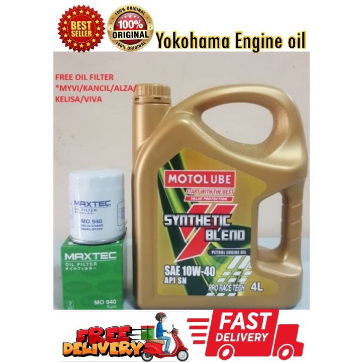 MOTOLUBE Semi-Synthetic Petrol Engine Oil SAE 10W-40 API SN FREE PERODUA OIL FILTER | Lazada