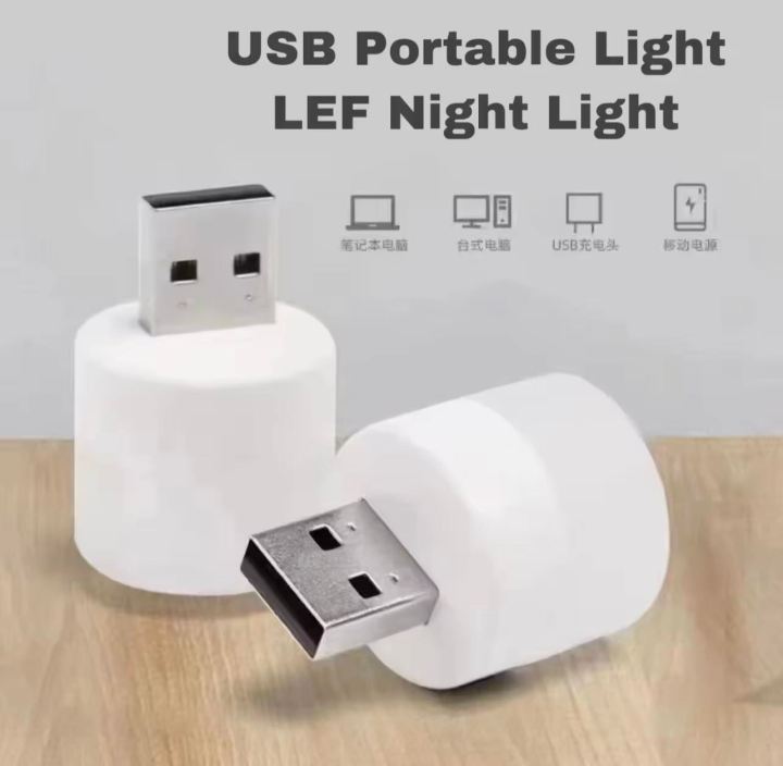 USB Mini LED Light Bulb Energy Saving Cool White Emergency Portable Light USB Plug And Play LED ...
