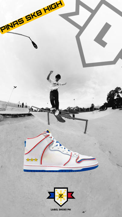 Label Shoes PH PINAS SK8 HIGH | White over Red & Blue Cupsole | Lazada PH