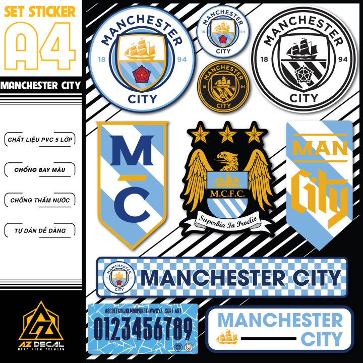 Sticker Bóng Đá Manchester City Dán Tem Xe, Dán Nón, Điện Thoại, Laptop ...
