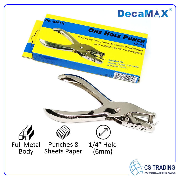 Decamax One Hole Punch DP-108 Single Hole Puncher, 8 Sheet Capacity ...