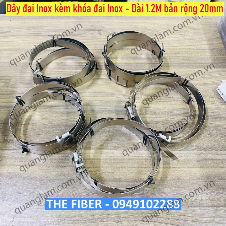 Bộ 10 Sợi dây đai Inox và 10 khóa đai Inox A20 - Dài 1.2M bản rộng 20mm ...