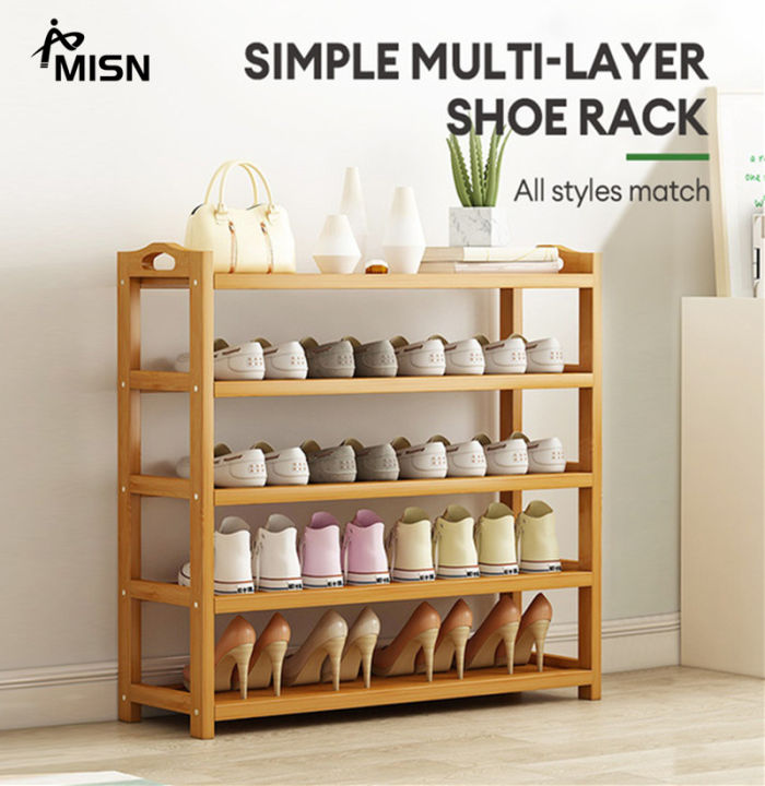 MISN 5-Layer Multi-Functional Shoe Rack Organizer Home Storage Wood ...