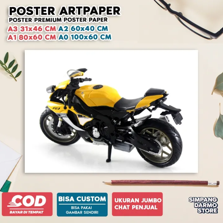 Poster Motor Yamaha Berbagai jenis NMAX AEROX Mio Bisa custom gambar ...
