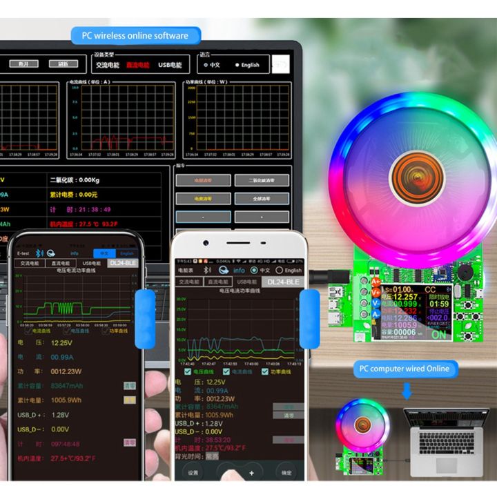 P9180W DC USB Tester APP Electronic Load Lithium Battery Capacity ...