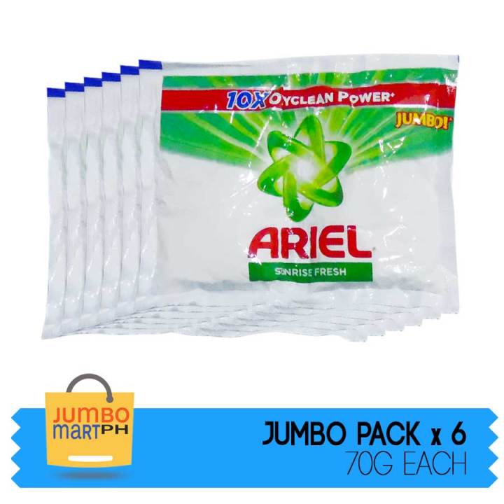 ARIEL POWDER DETERGENT SUNRISE FRESH JUMBO SACHET / 70G / SET OF 6 ...