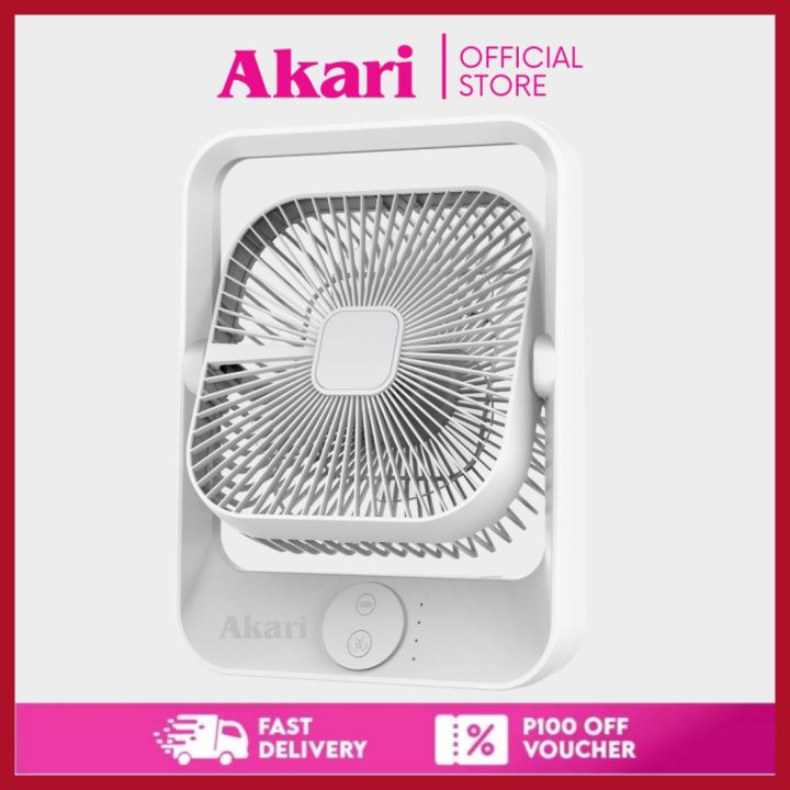 Akari 8" Rechargeable Box Fan w/ LED (ARF-8058) | Lazada PH