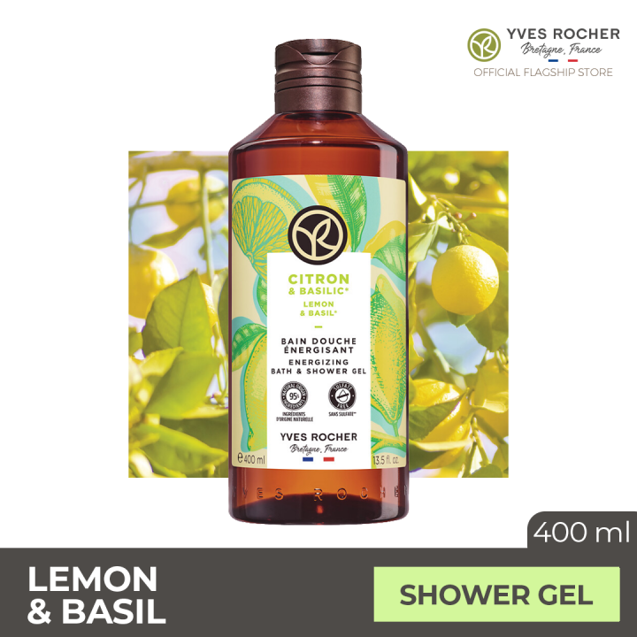 Yves Rocher Lemon & Basil Energizing Shower Gel - 400ml Natural ...
