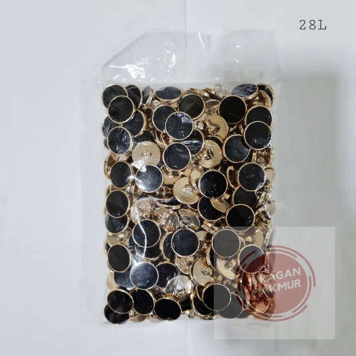 [400pcs] Kancing Jamur Datar Hitam Ukuran 13mm 15mm 18mm 20mm - Kancing ...