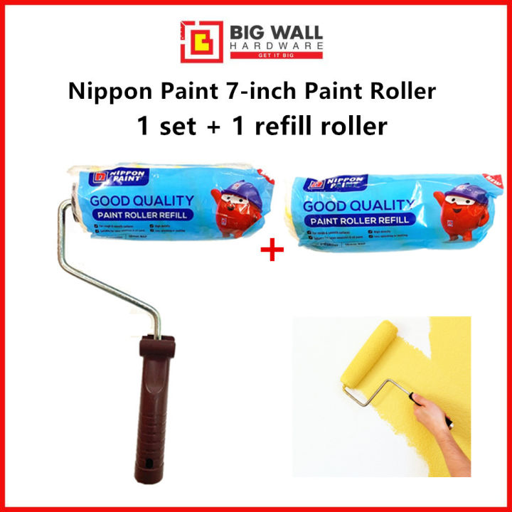 Nippon Paint 7-inch Paint Roller Set and Roller Refill 3 Packages [Big ...