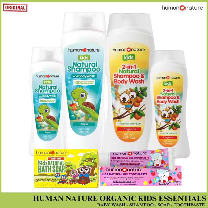 Human Nature Natural Kids Care Shampoo Body Wash Soap Toothpaste Apple ...