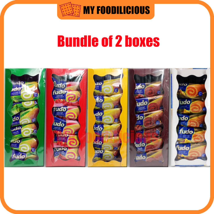 Fudo Swiss Roll Cake 18g x 24 pcs Pandan/ Chocolate/ Strawberry ...