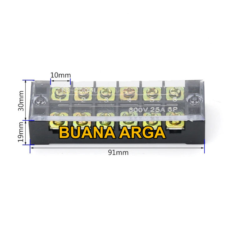 Terminal Block TB 25A TB-2506 / TB2506 6 Pole FORT | Lazada Indonesia