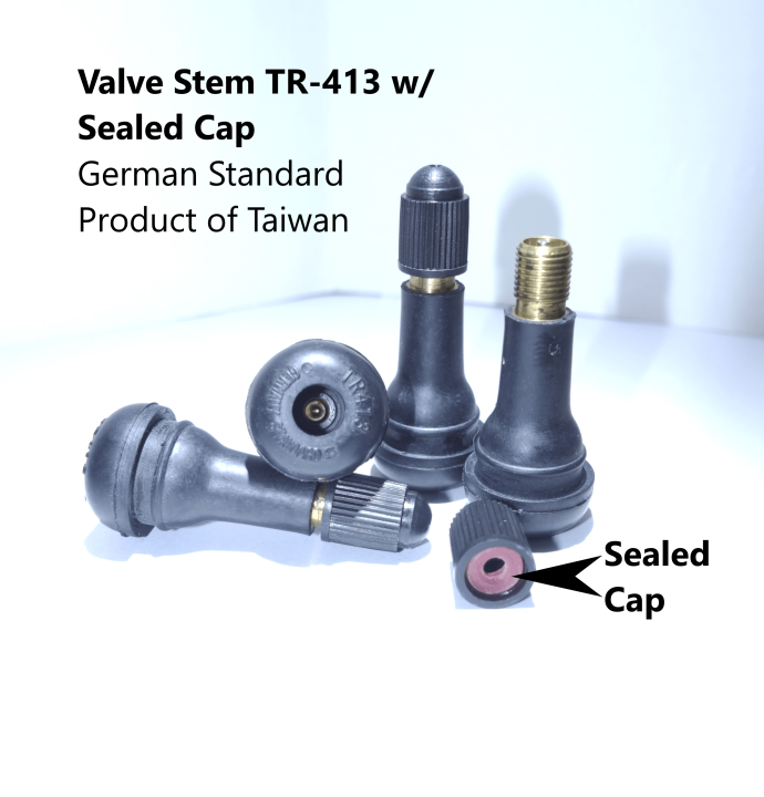 Taiwan Made Tire Valve Stem TR-413 Rubber w/ Sealed Cap German Standard ...