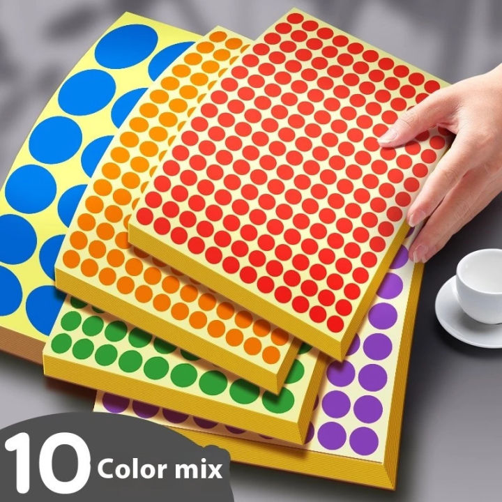 10pcs/set 10 Different Mix Color Dot Sticker Round Circle Label ...