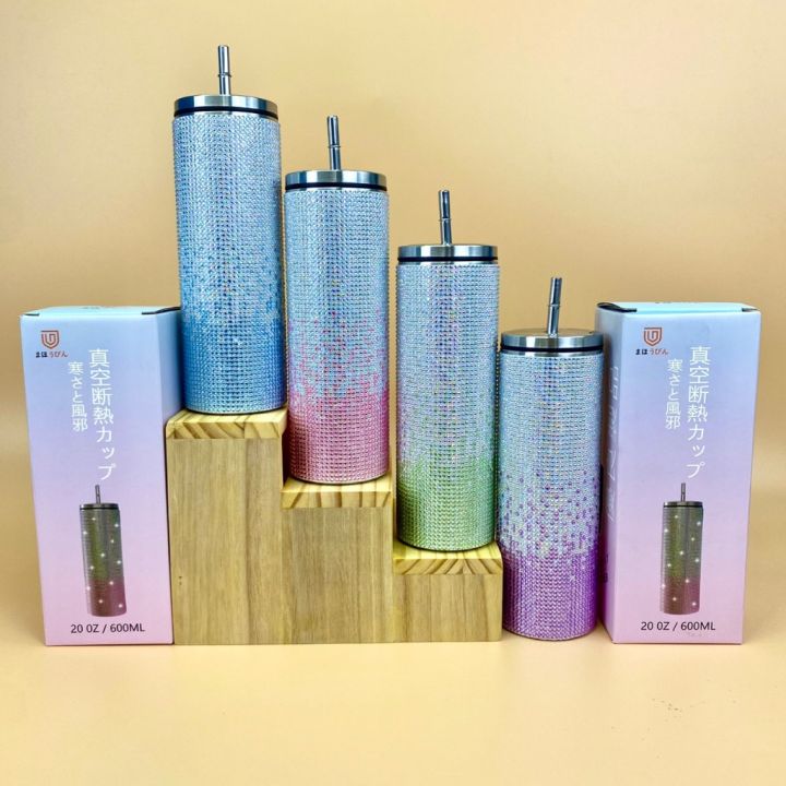 มาใหม่👍🏻แก้วน้ำพิมพรี่ แก้วเก็บอุณหภูมิเย็น-ร้อน แก้วน้ำกากเพชรวิบวับ ขนาด500ml. DL-8807 ...