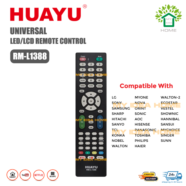Huayu Rm 014s Rm L1388 Led Lcd Netflix Smart Wireless Functions