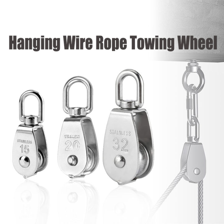 1pc Stainless Steel Pulley Single Wheel Swivel Pulley Hanging Wire Rope ...