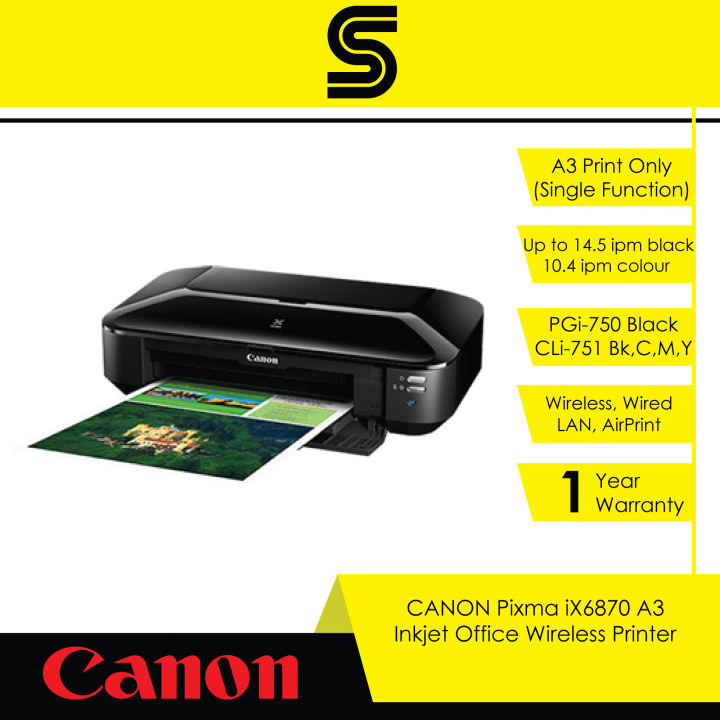 CANON Pixma iX6870 A3 Inkjet Office Wireless Printer | Lazada